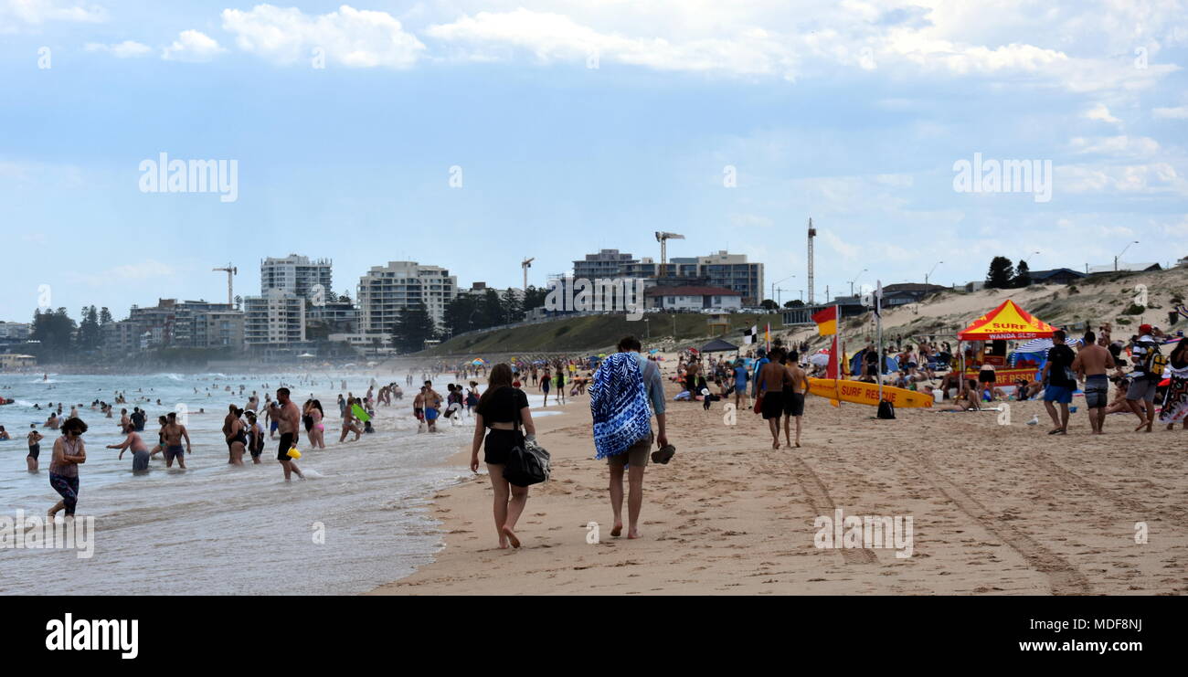 Cronulla, Australia - Jan 7, 2018. People relaxing at the beach on a ...