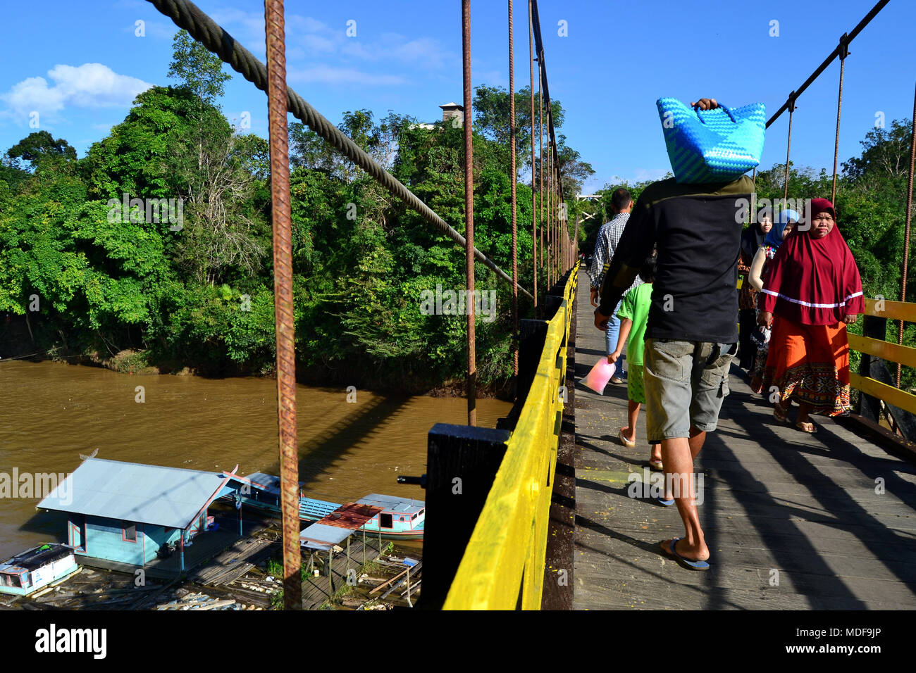 community activities on the Barito river, Borneo, Indonesia Stock Photo ...