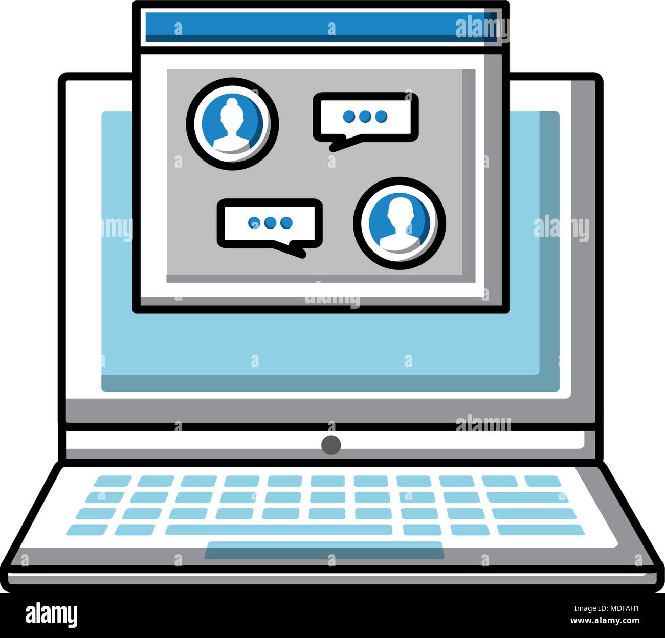 laptop with screen chat conversation photo bubbles Stock Vector Image ...