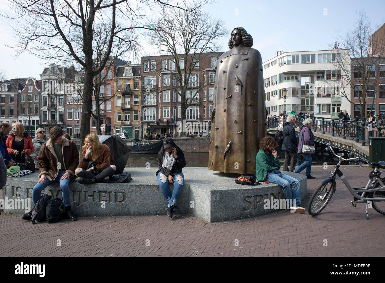 Amsterdam, Holland - 14 April 2018 Statue of Spinoza in Amsterdam ...
