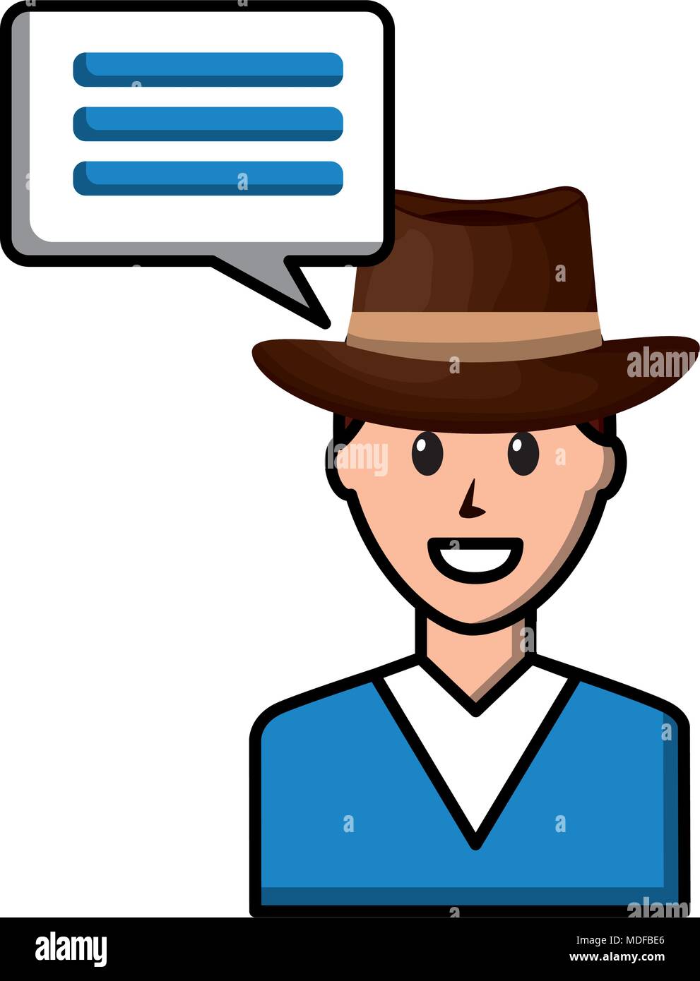 Man character hat speech Stock Vector Images - Alamy