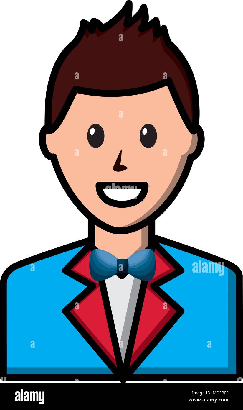 happy man character elegant wit suit and bowtie Stock Vector Image ...