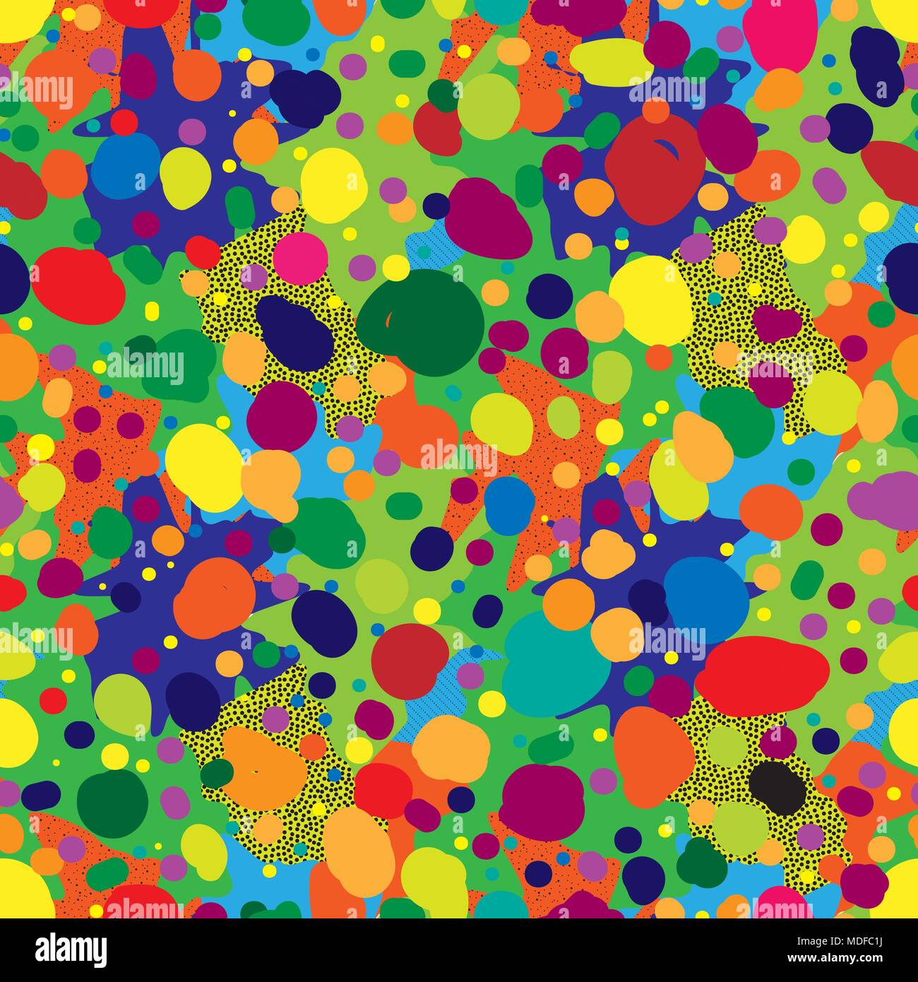 Seamless repeating pattern of multi-colored spots and dots Stock Vector ...