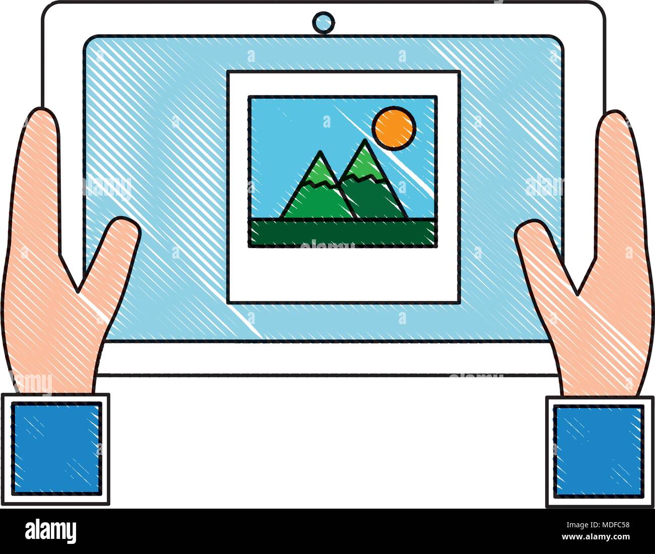 Man holding tablet empty Stock Vector Images - Alamy