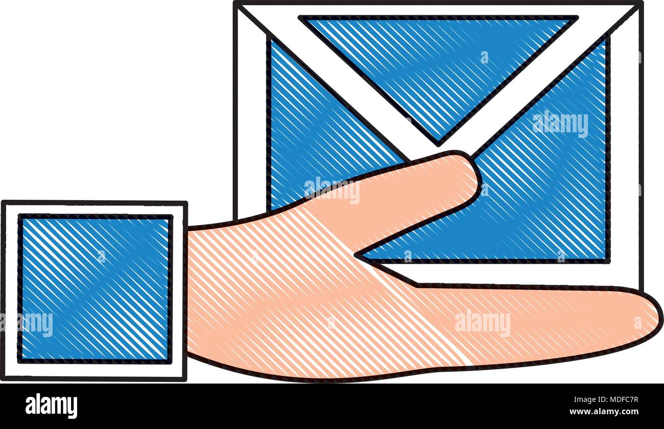 hand holding message letter communication social media Stock Vector ...