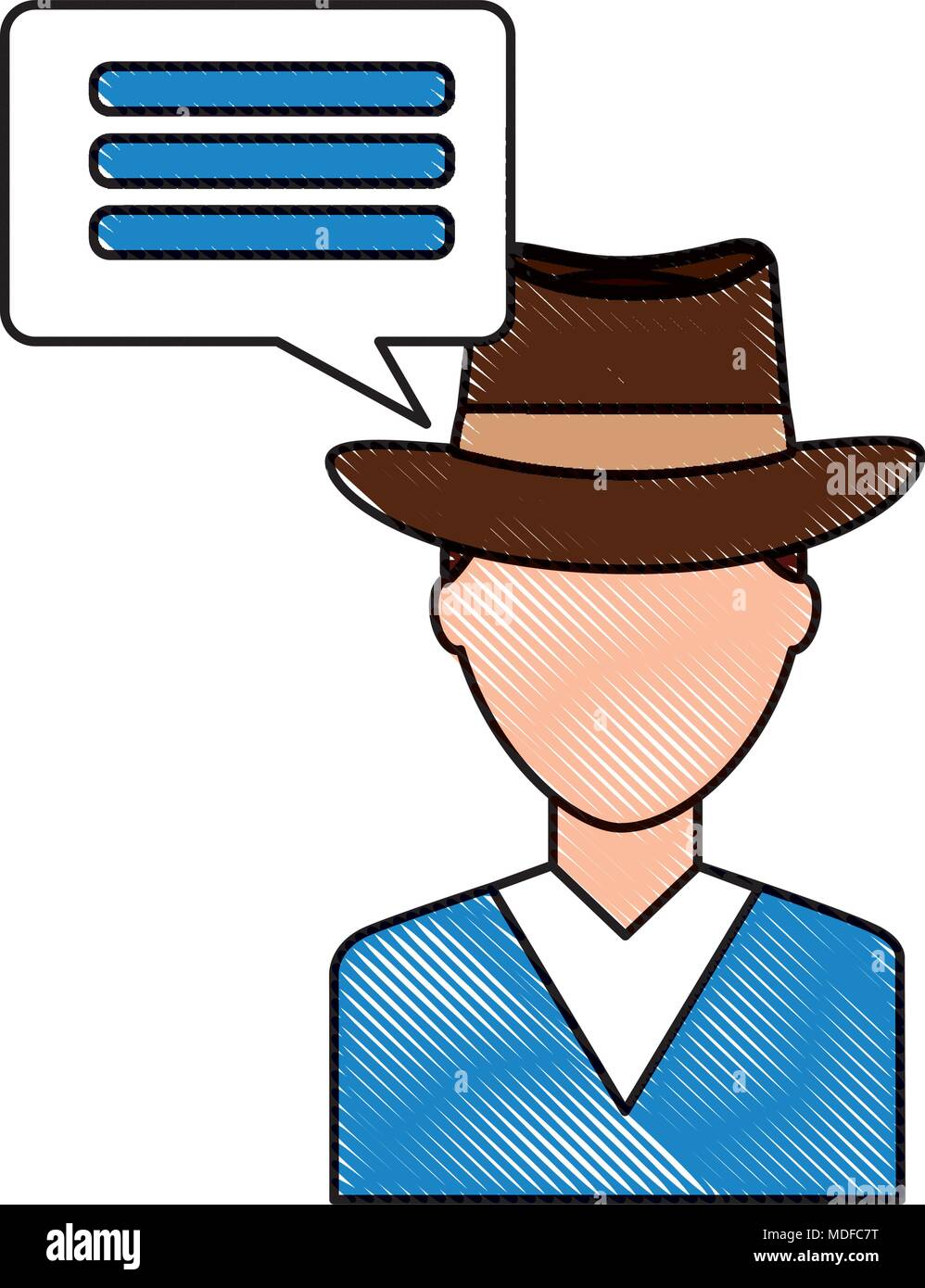 Man character hat speech Stock Vector Images - Alamy