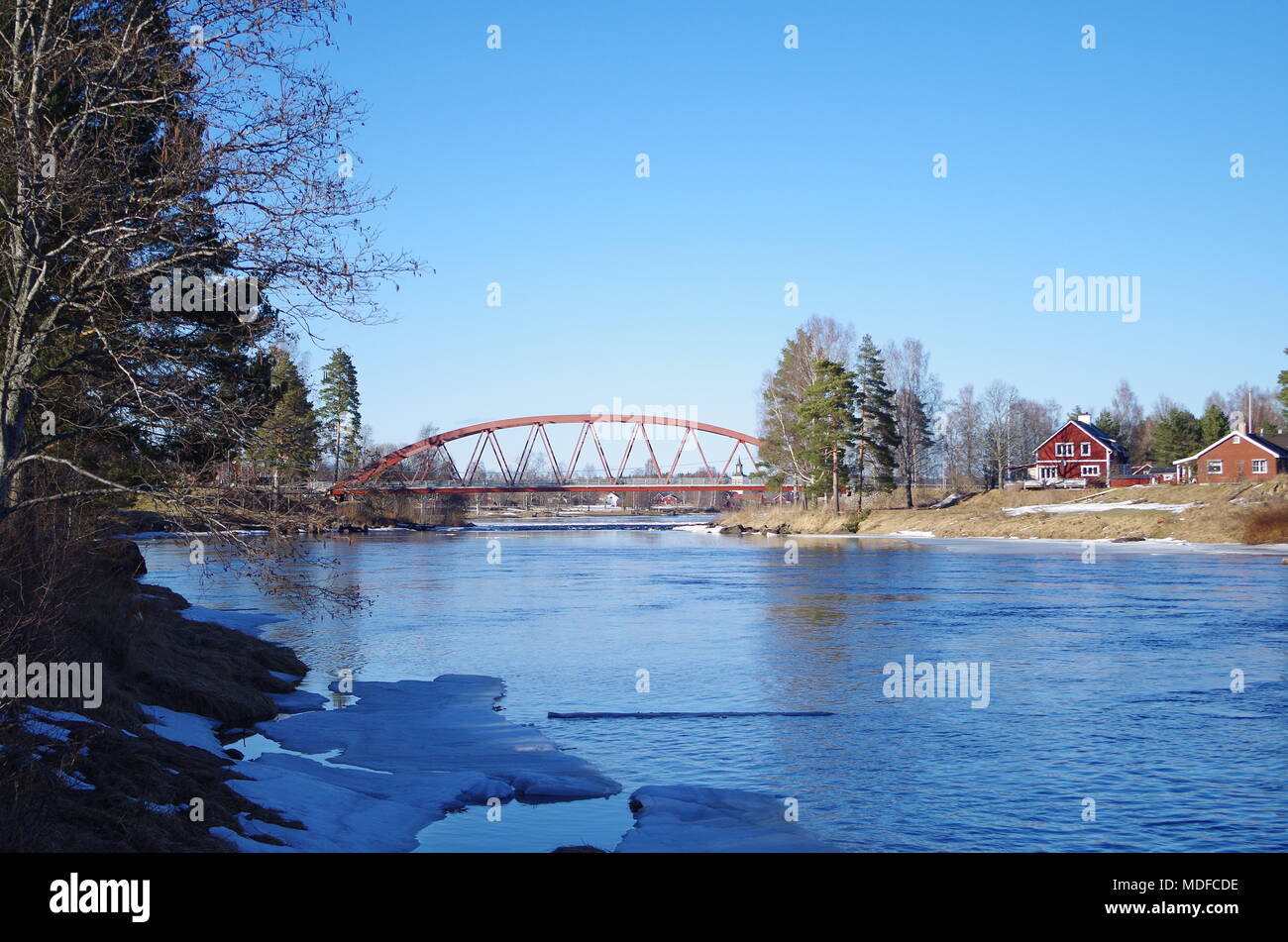 Bridge across a river in Dala Floda,Sweden Stock Photo - Alamy
