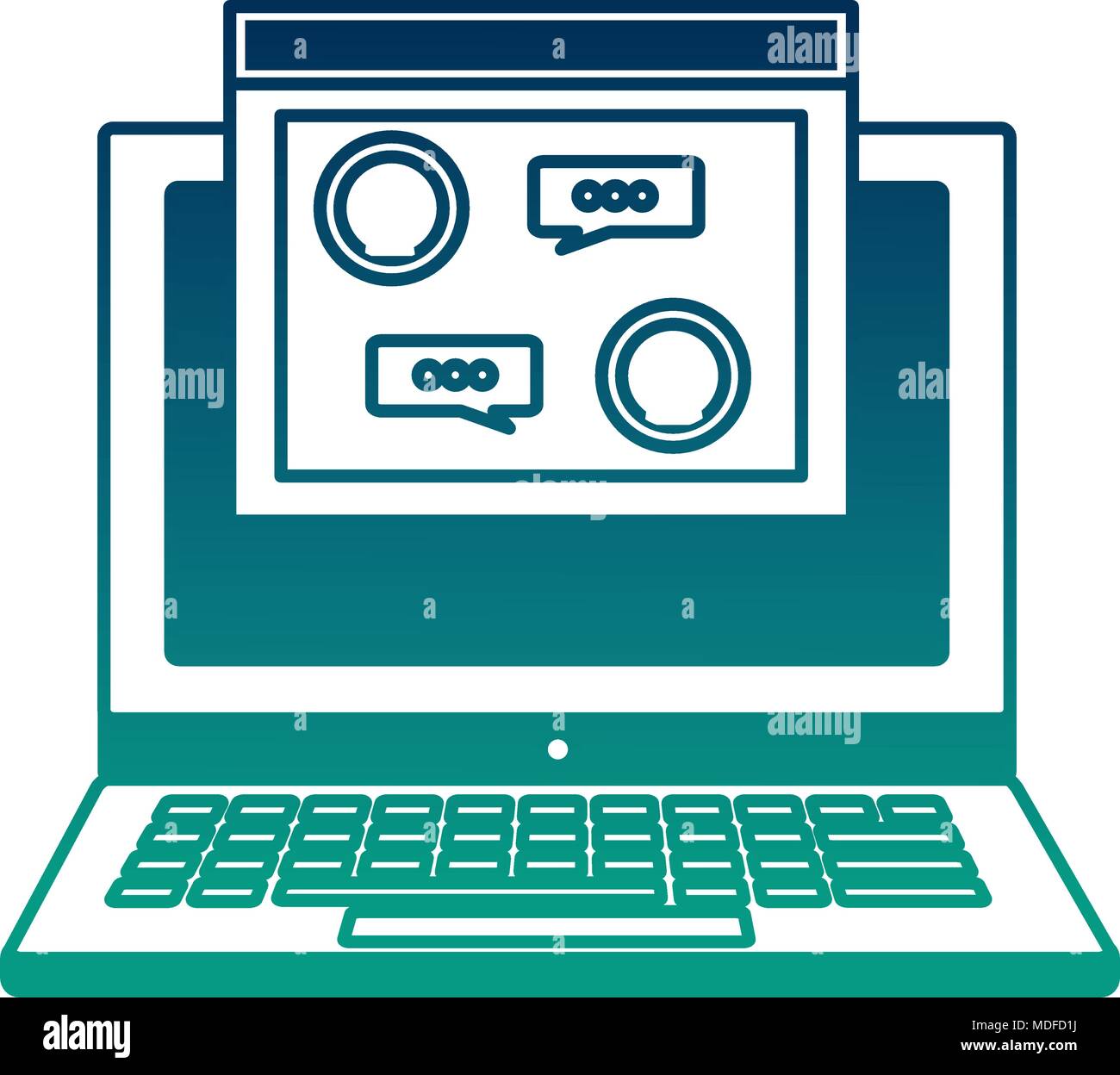laptop with screen chat conversation photo bubbles Stock Vector Image ...