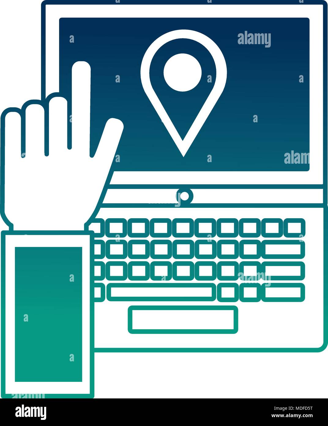 Laptop computer map pointer Stock Vector Images - Alamy