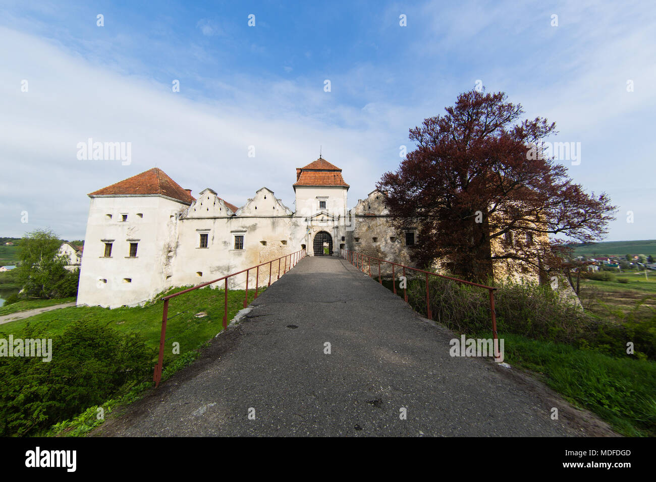 Famous ukranian landscape: Facade of the medieval castle Svirzh, Lviv ...