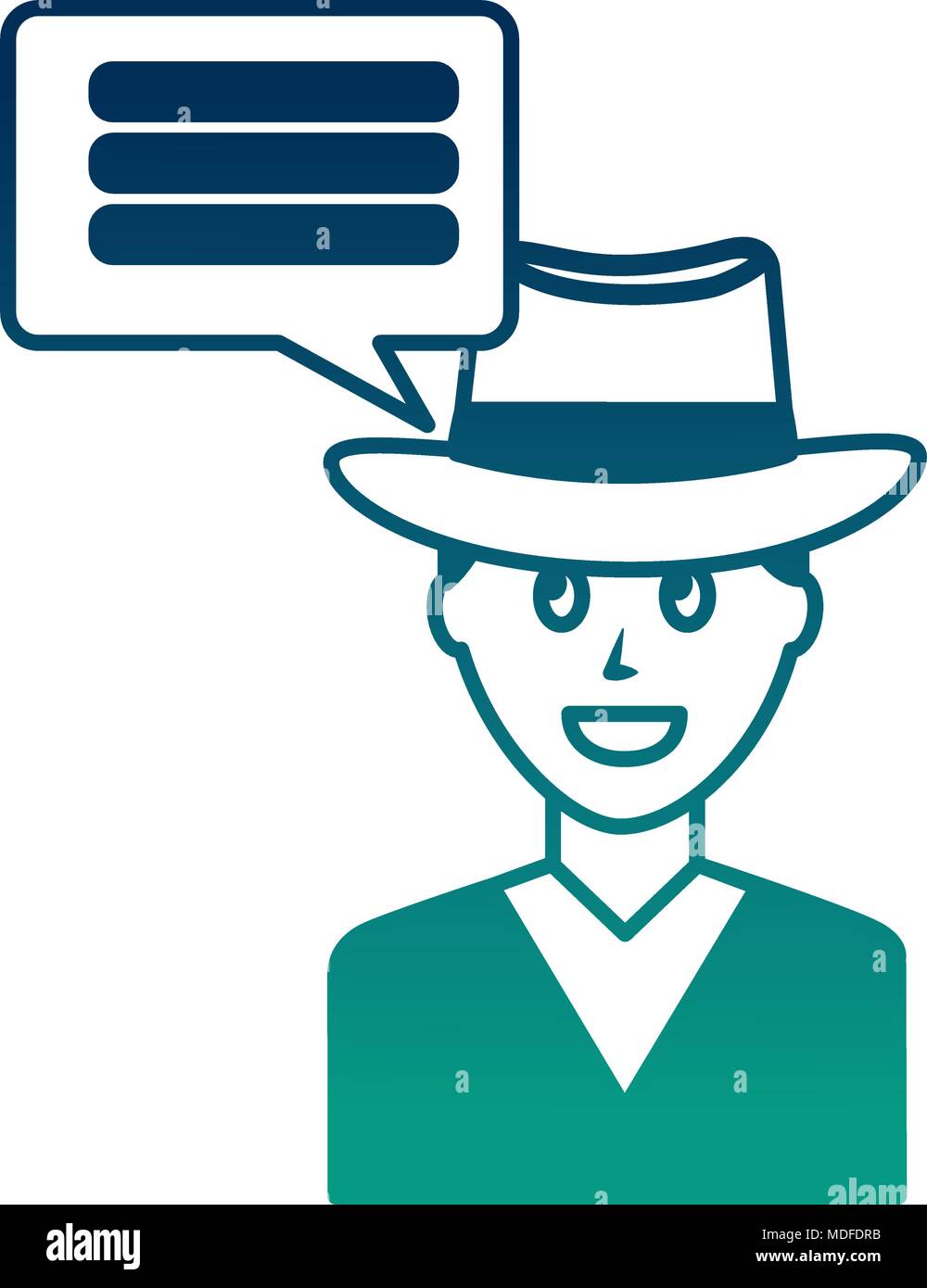 Man character hat speech Stock Vector Images - Alamy