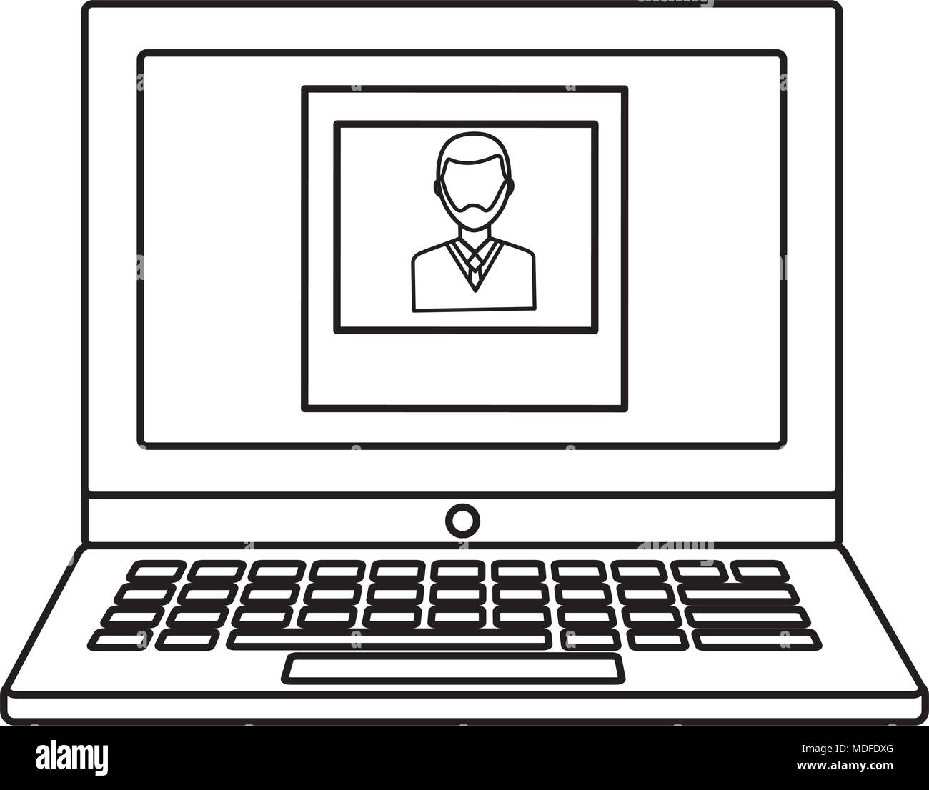 Man laptop screen home smile Stock Vector Images - Alamy