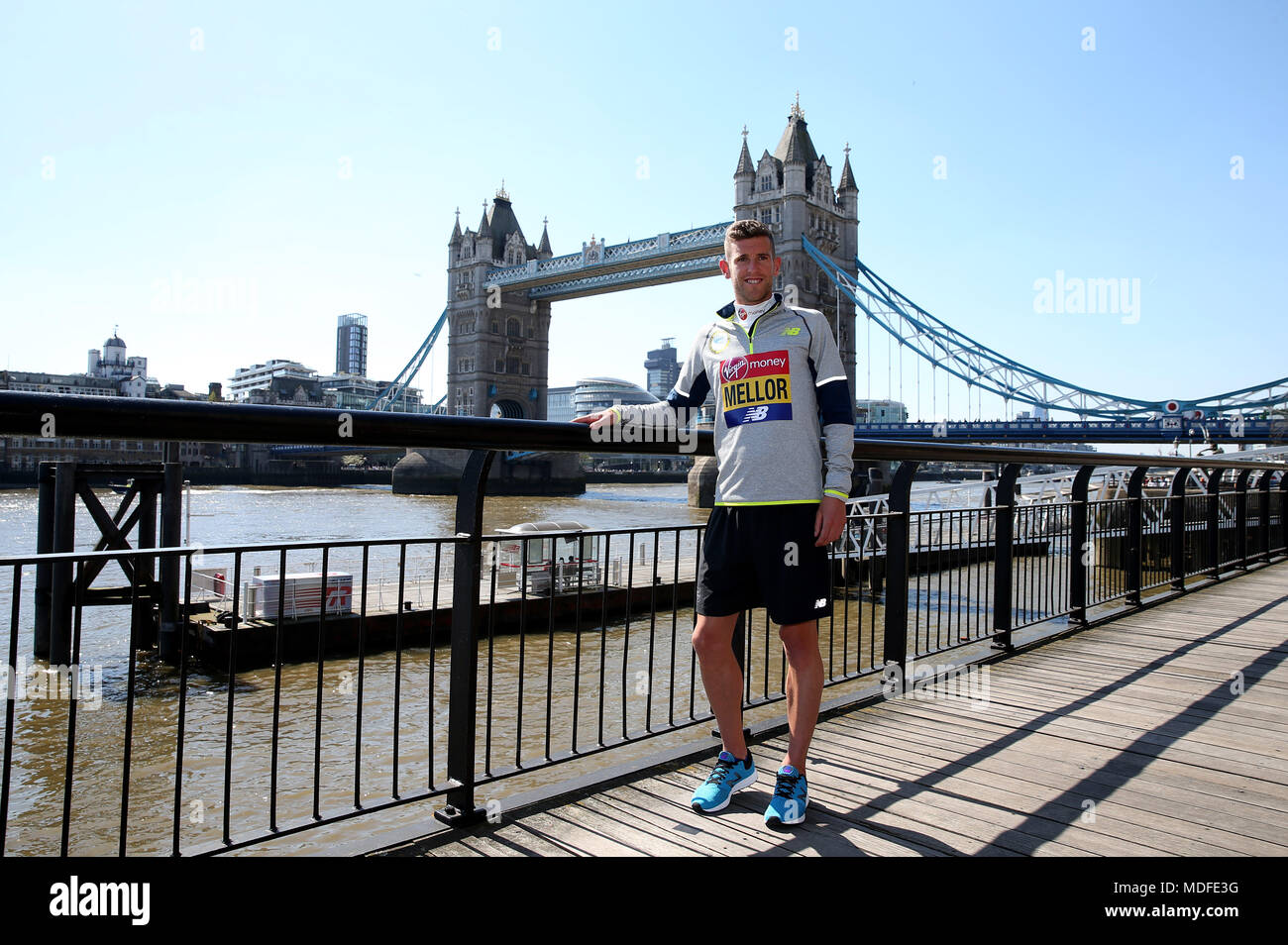 Great Britain's Jonny Mellor poses in front of Tower Bridge during the ...