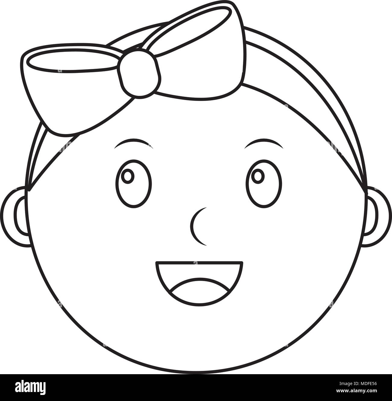 cute baby little girl face with bow Stock Vector Image & Art - Alamy