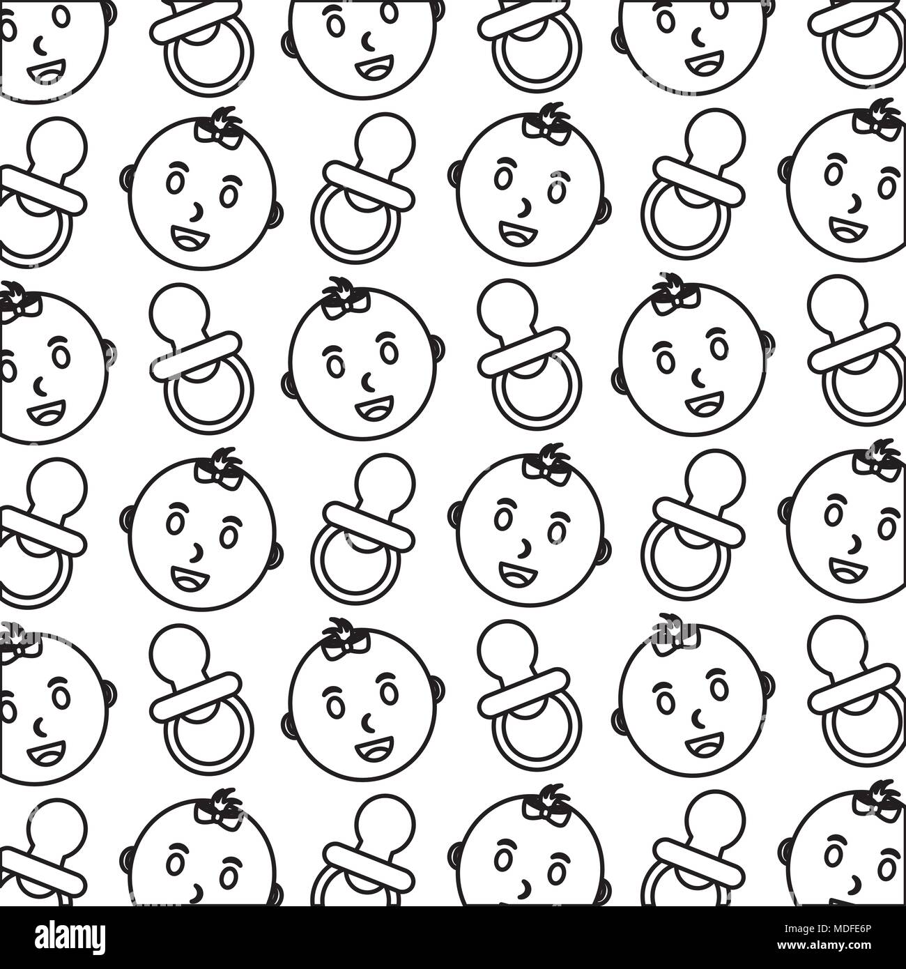 baby shower face babies and baby pacifiers background pattern Stock ...