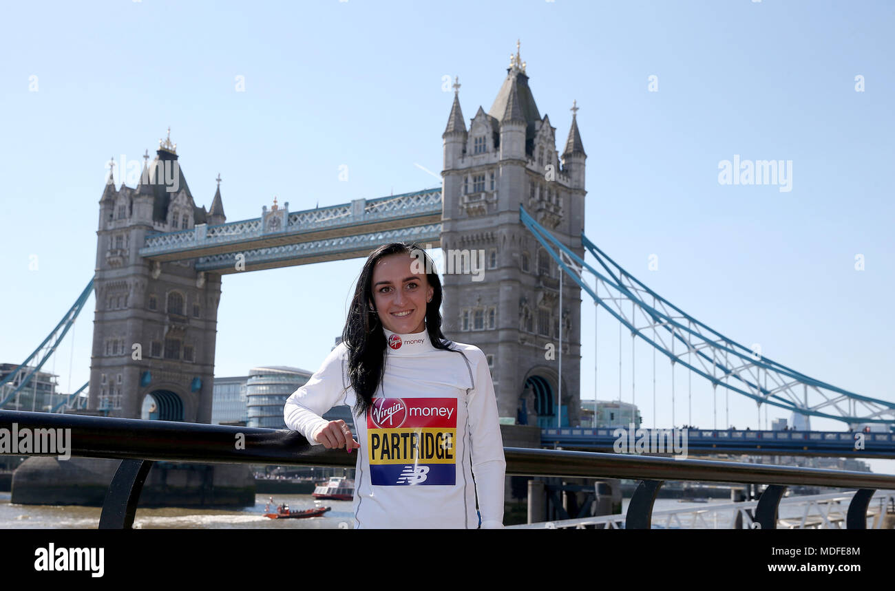 Great Britain's Lily Partridge poses in front of Tower Bridge during ...