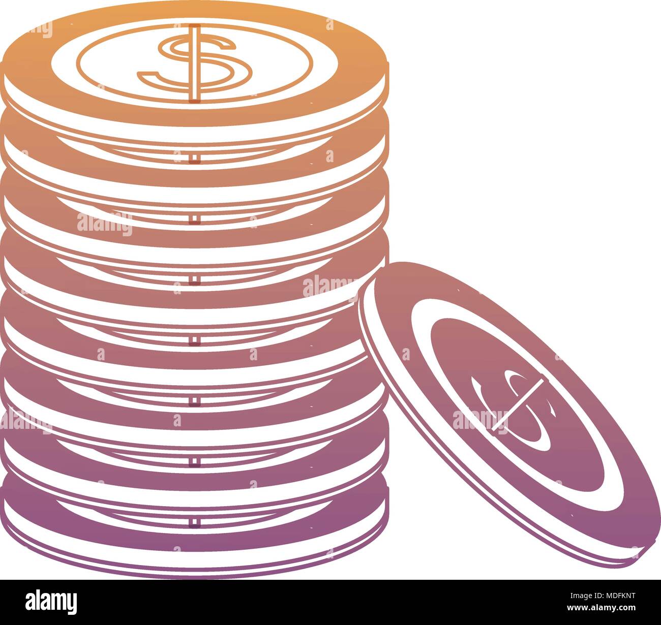 money coins stack icon over white background, colorful design. vector ...