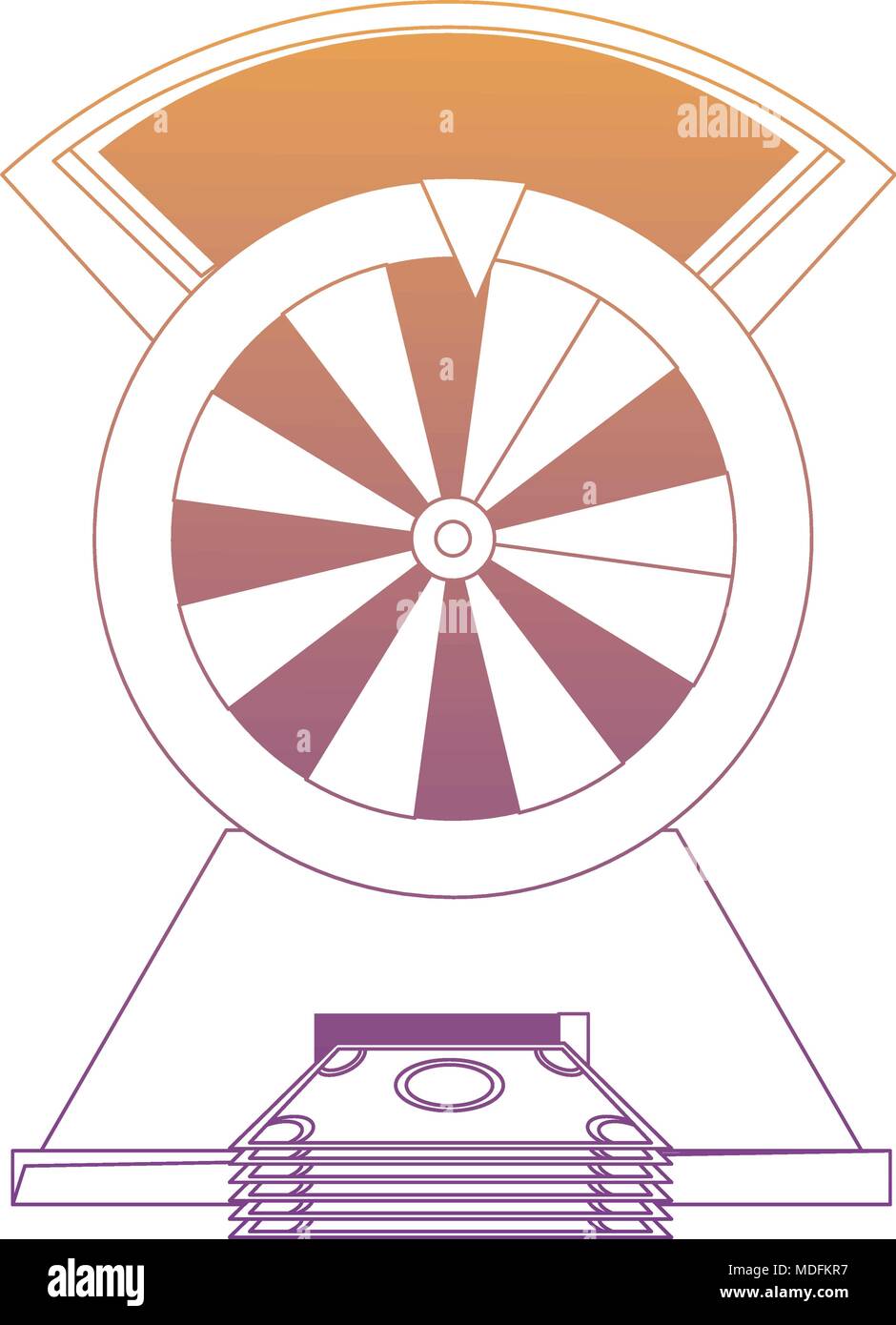 prize wheel of fortune with money bills over white background, colorful ...