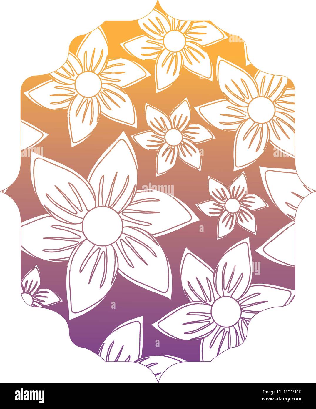 arabic frame with beautiful flowers design, vector illustration Stock ...