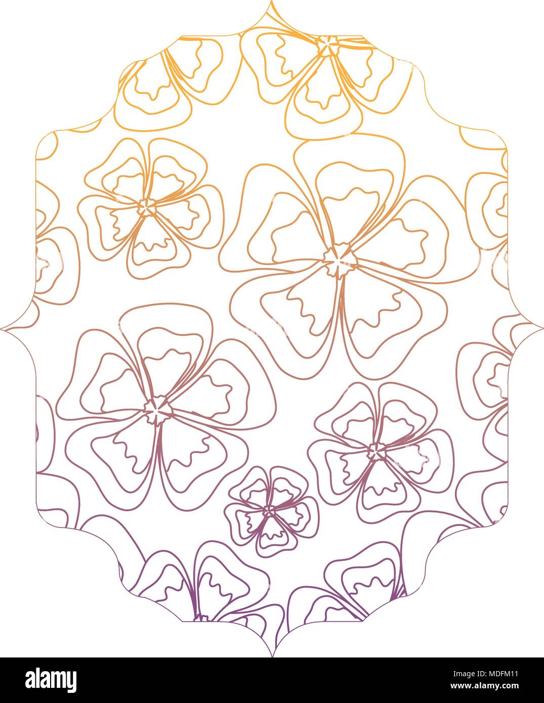 colorful decorative frame with floral design. vector illustration Stock ...