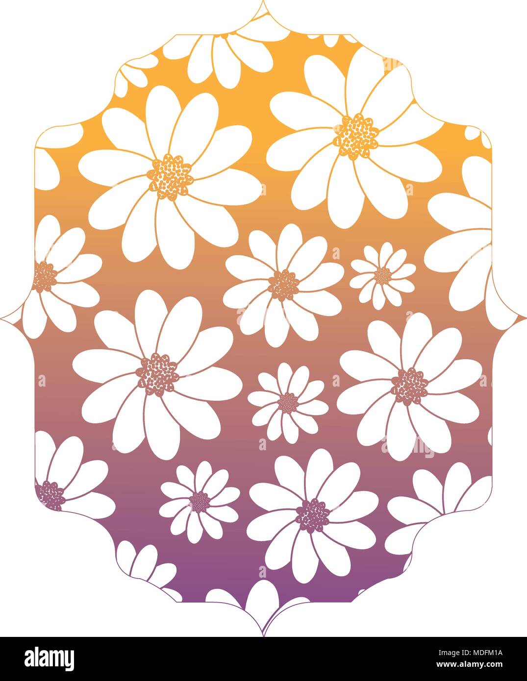 arabic frame with beautiful flowers design, vector illustration Stock ...