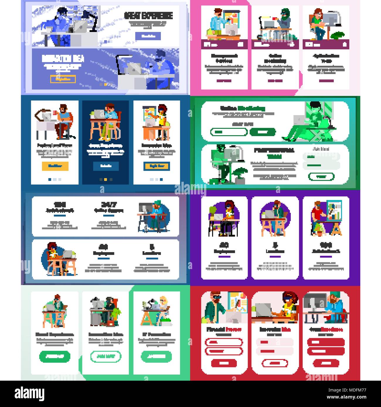 Website Banners Set Vector. Horizontal, Vertical. Site Scheme Template ...