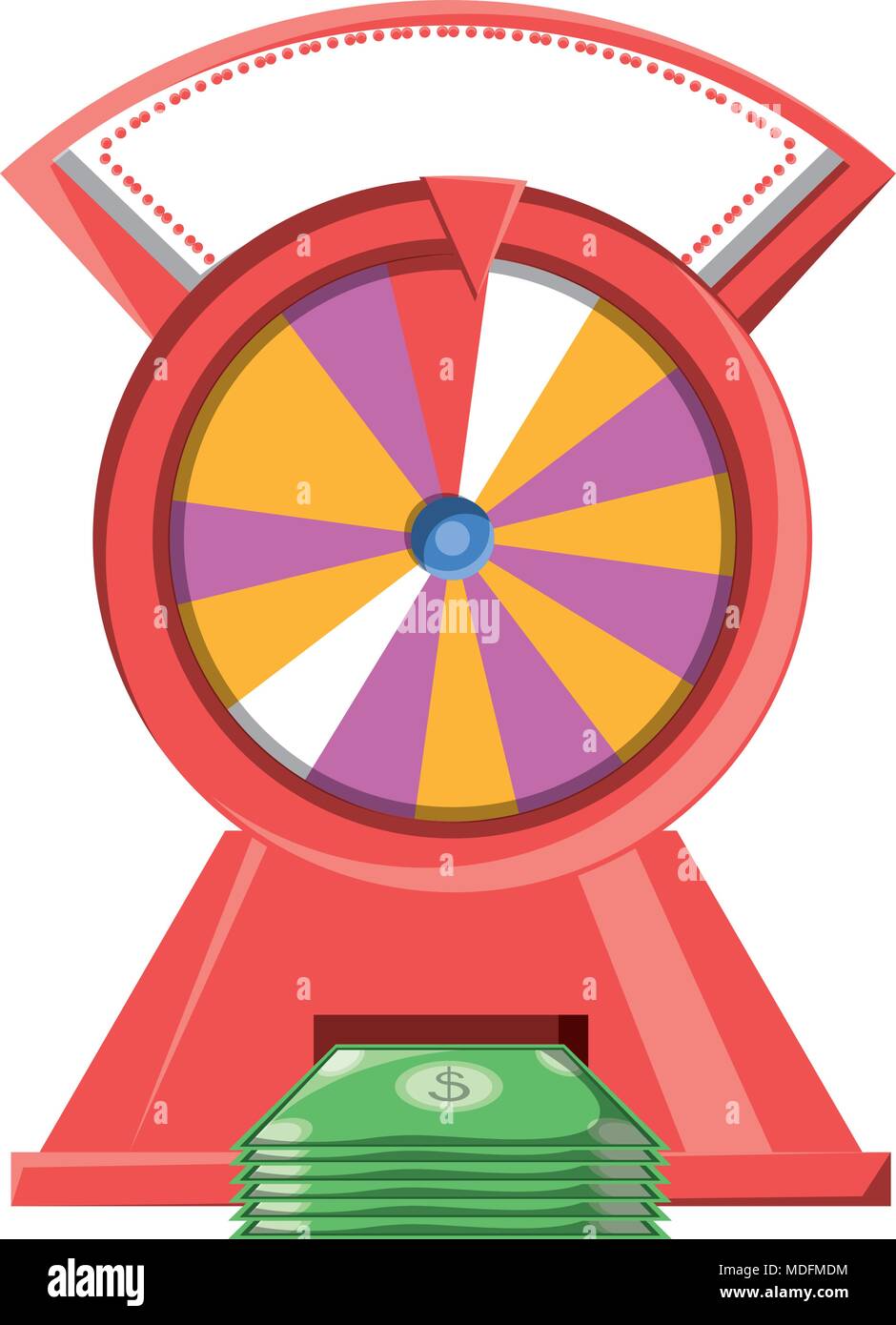 prize wheel of fortune with money bills over white background, colorful ...