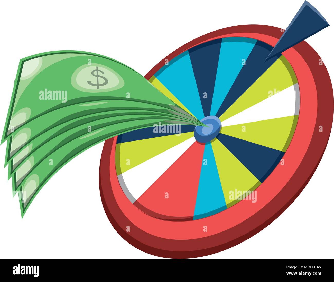 fortune wheel and money bills icon over white background, colorful ...