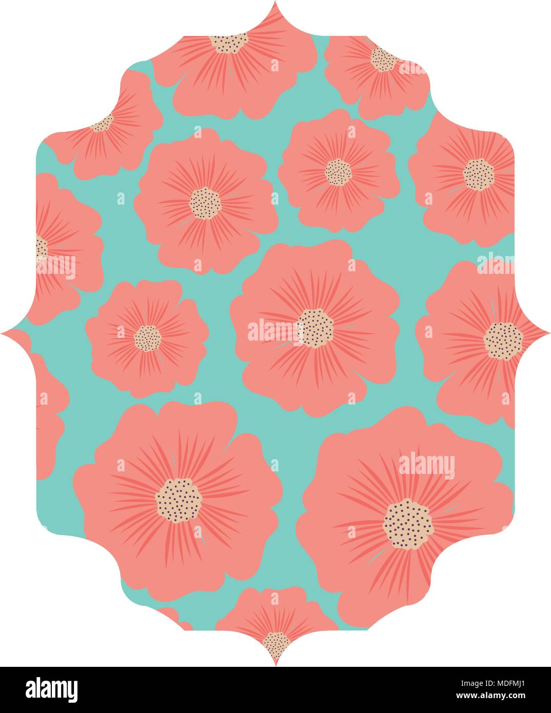 arabic frame with beautiful flowers design, vector illustration Stock ...