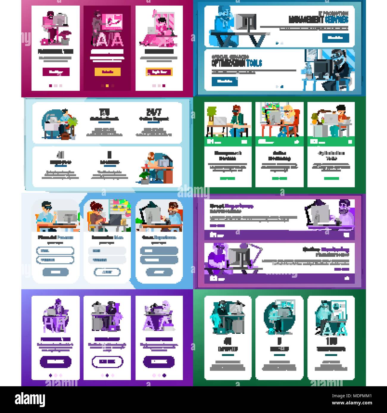 Website Banners Set Vector. Business Technology. Creative Modern Layout ...