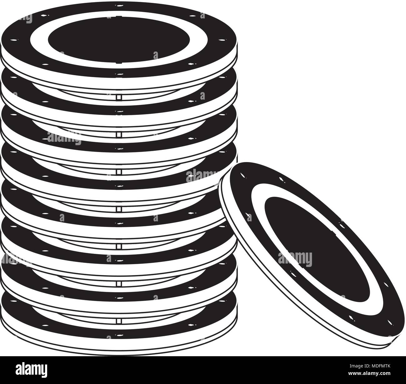 money coins stack icon over white background, black and white design ...