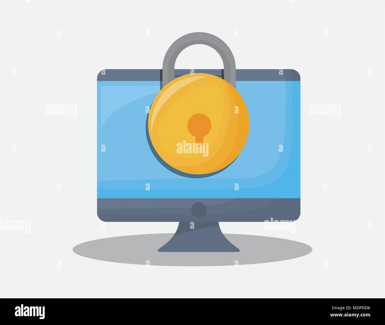 cyber security design with computer and padlock over white background ...