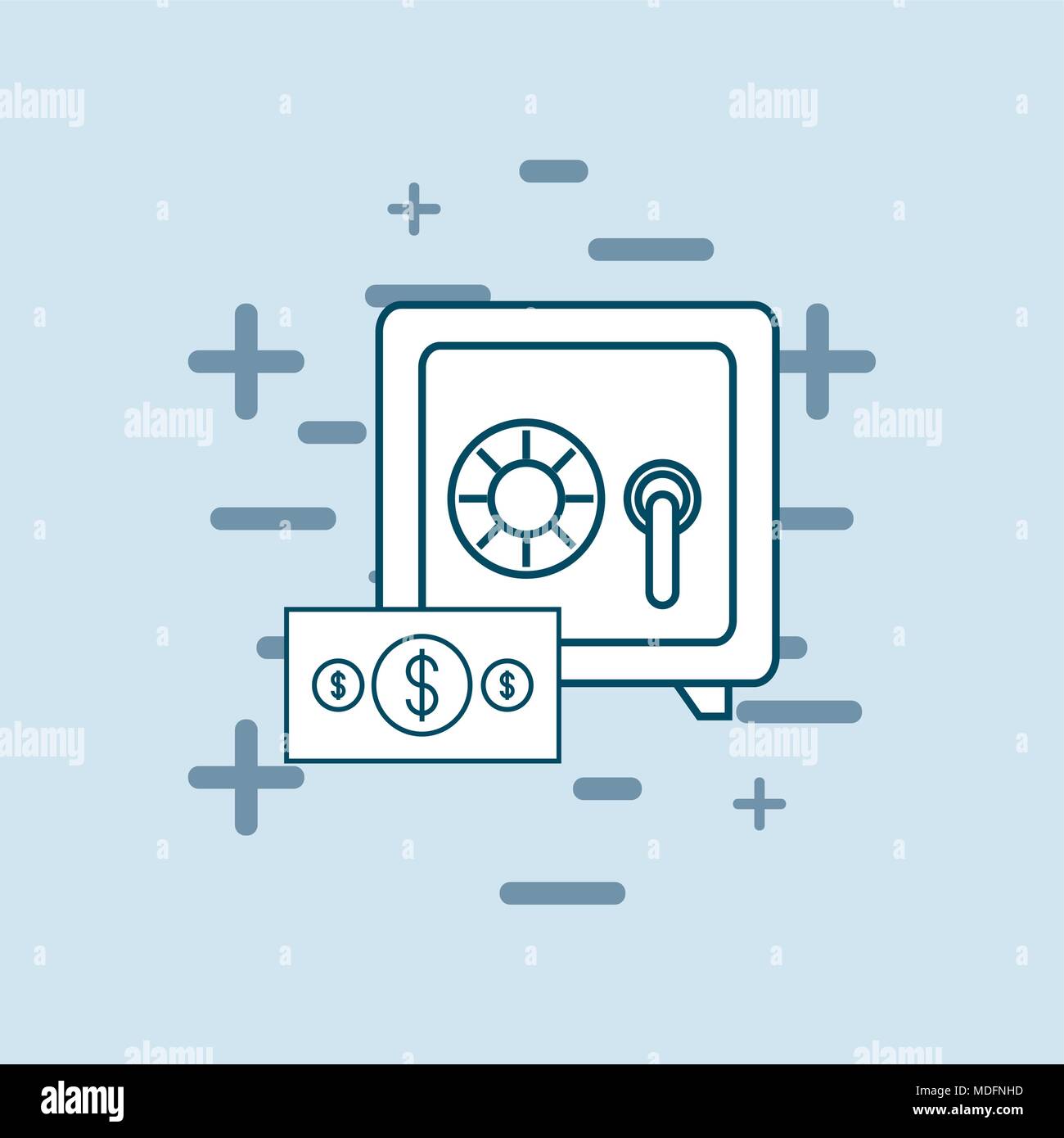 cyber security design with strongbox and money bill over blue ...