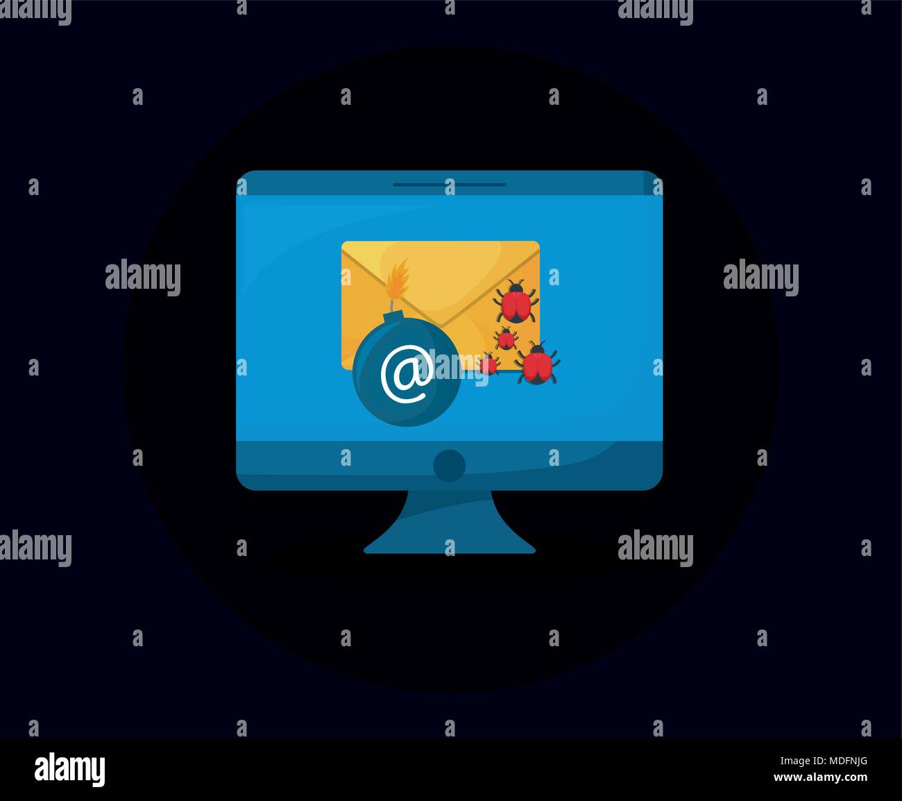 cyber security design with computer and related icons over black ...
