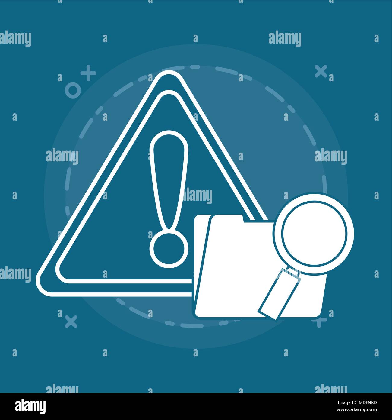 cyber security design with warning sign and folder over blue background ...