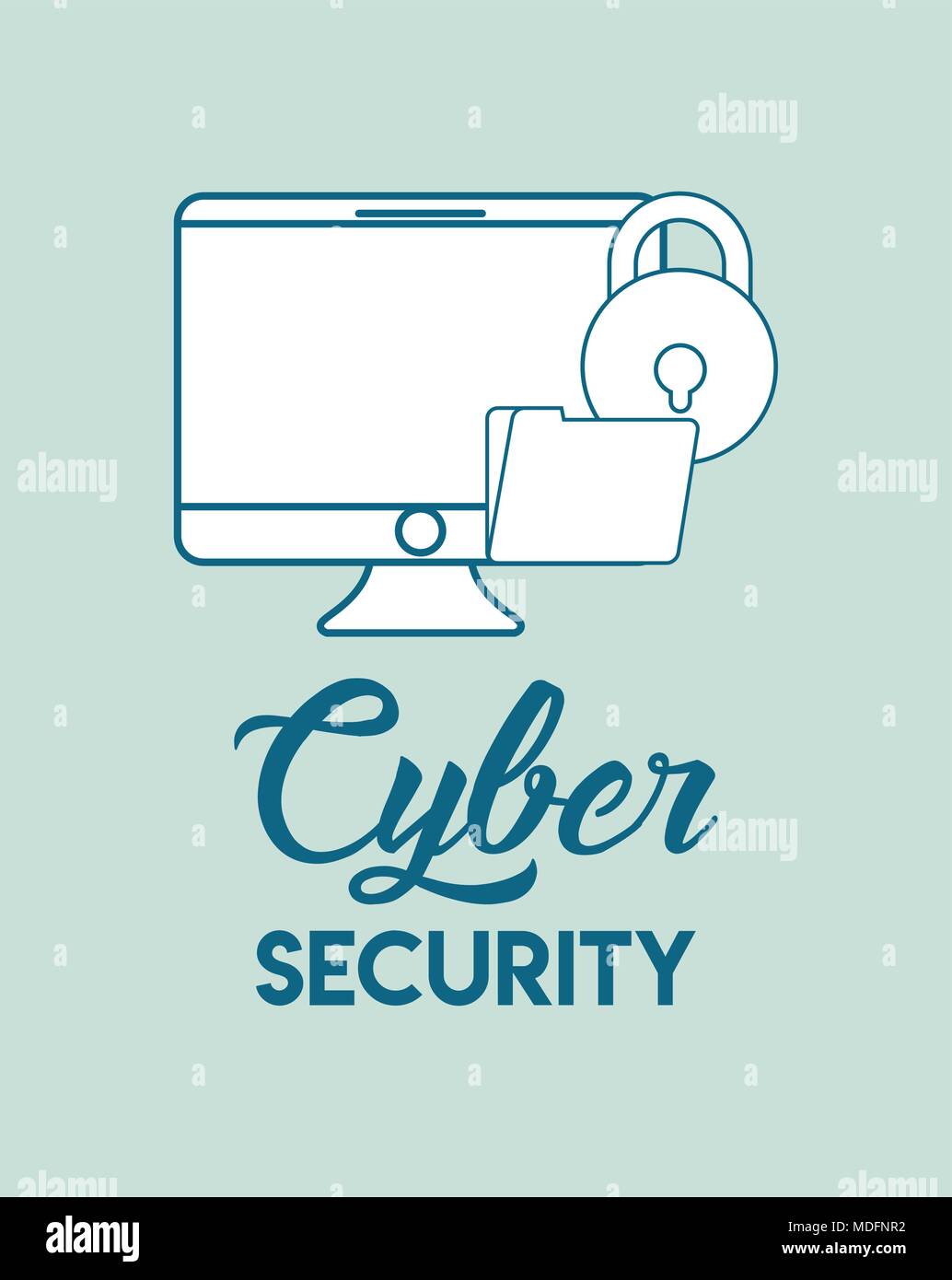 cyber security design with computer and related icons over green ...