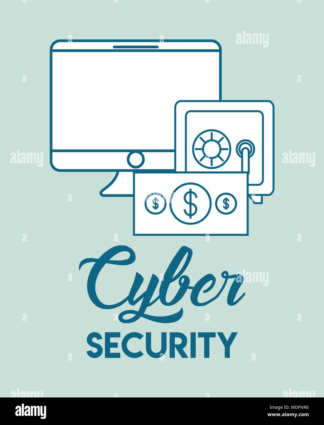 cyber security design with computer and related icons over green ...