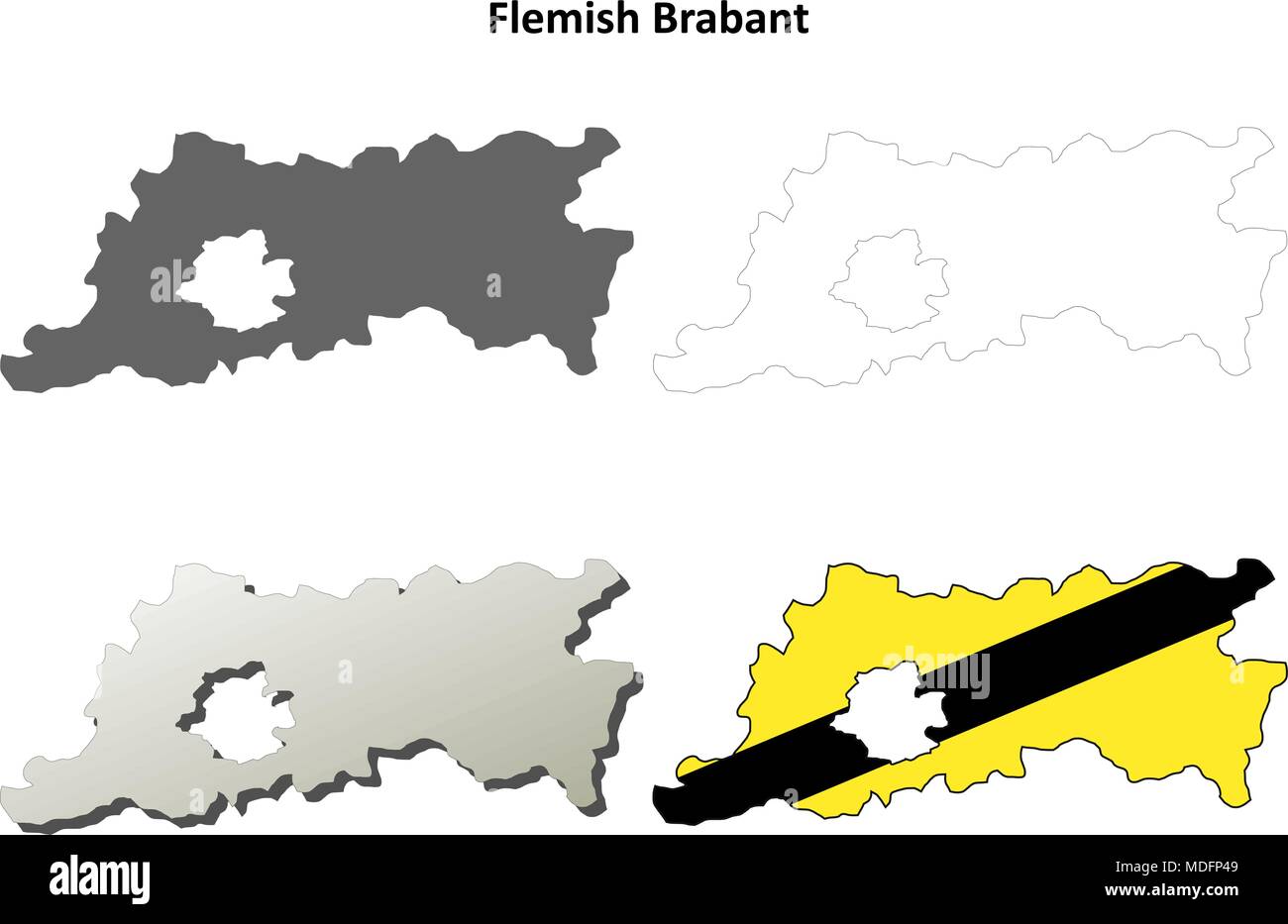 Flemish Brabant outline map set - Flemish version Stock Vector Image ...