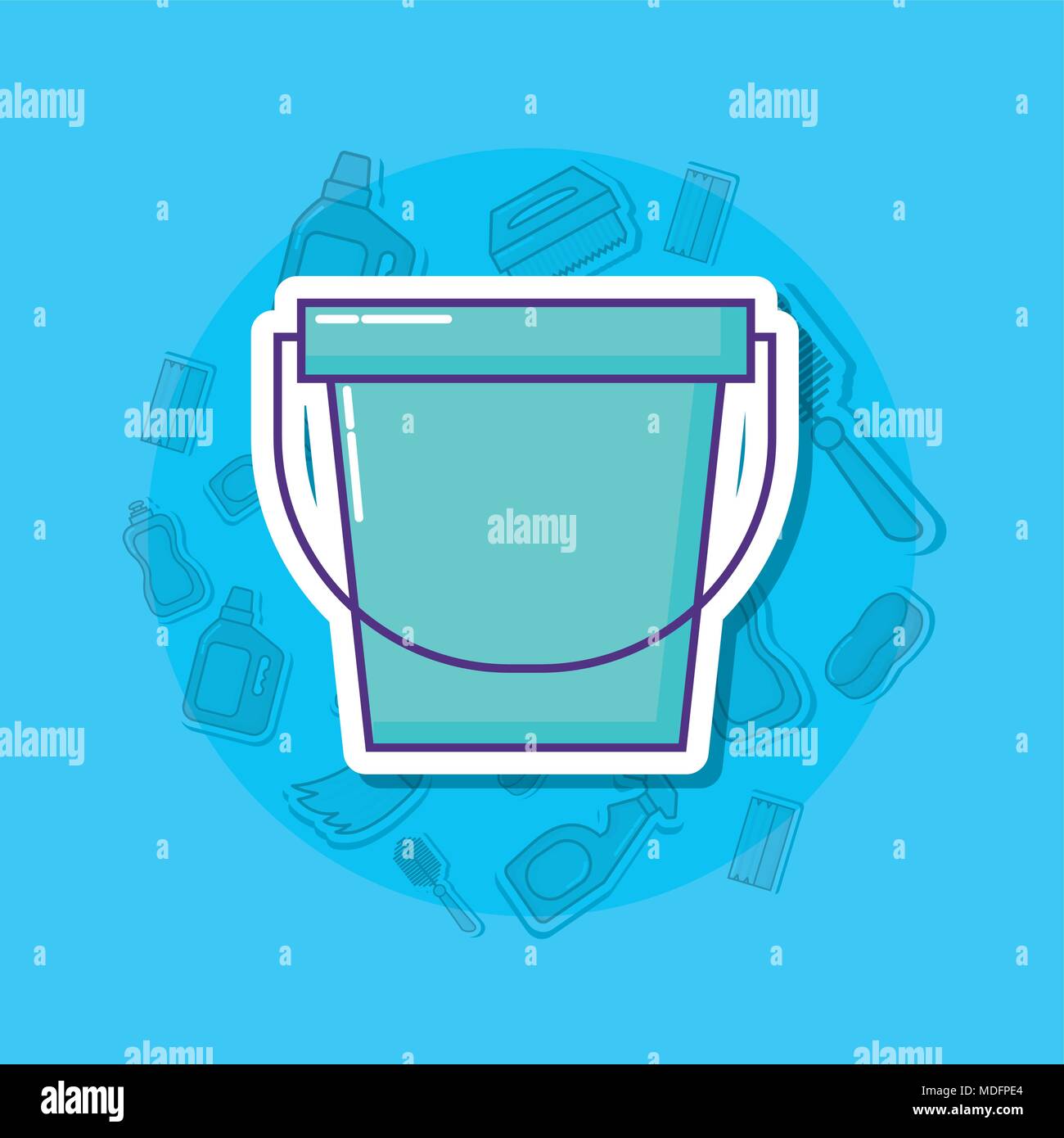 cleaning supplies design with bucket icon over blue background ...