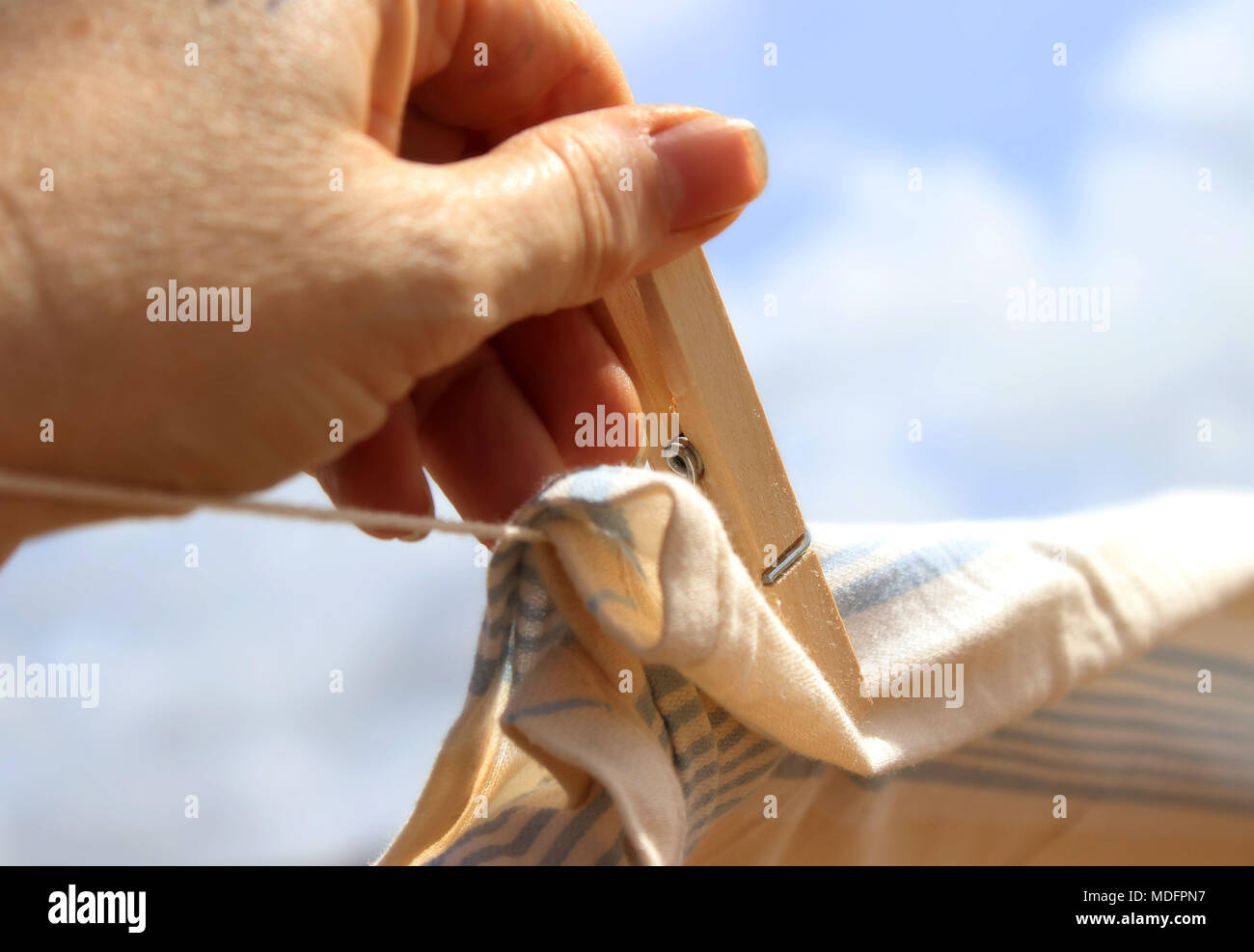 Caucasian woman washing line hi-res stock photography and images - Alamy