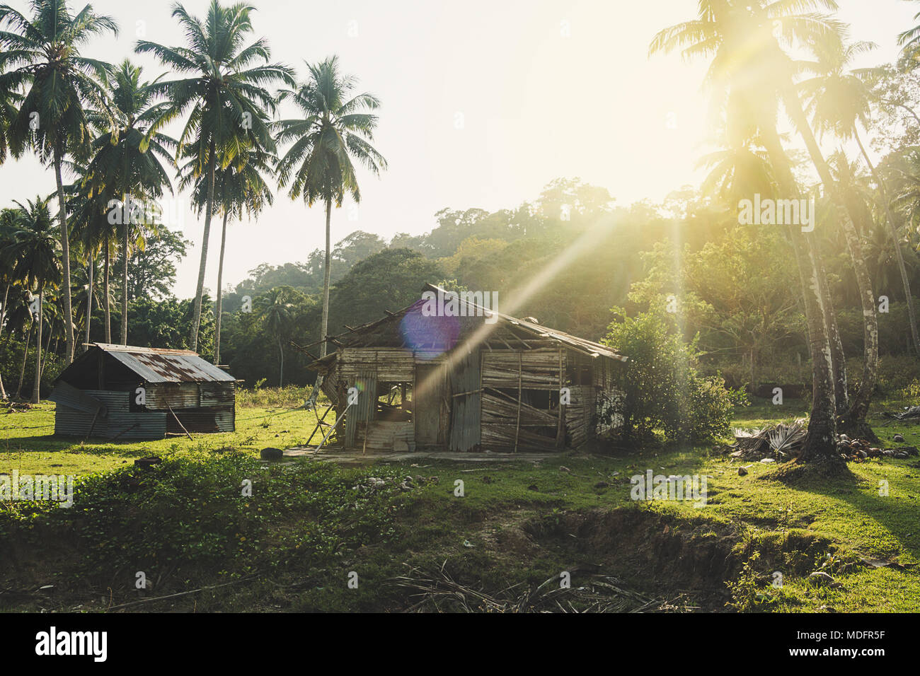 Old poor house with fungus on the walls of the locals in the North of ...