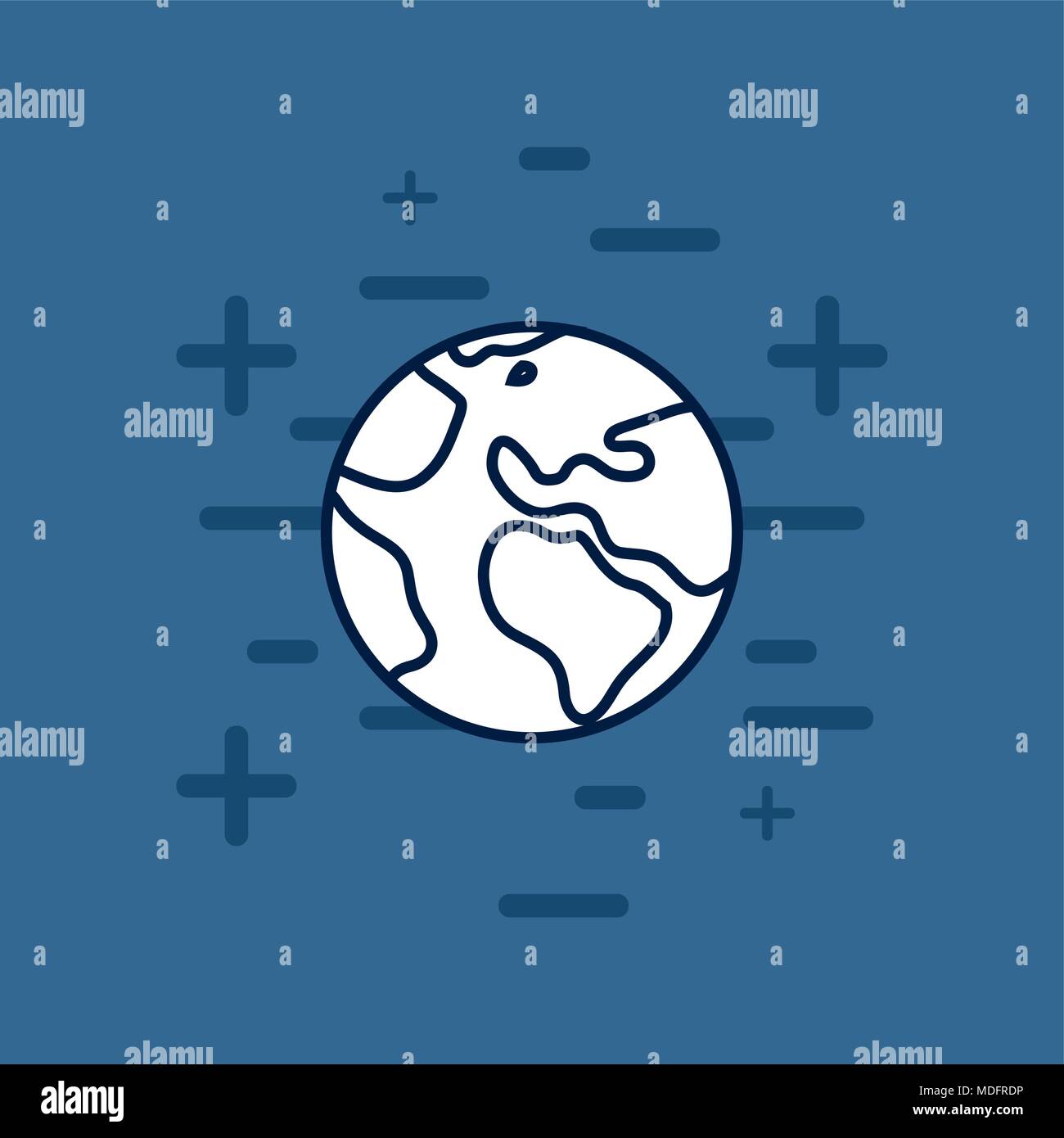 earth planet icon over blue background, colorful line design. vector ...