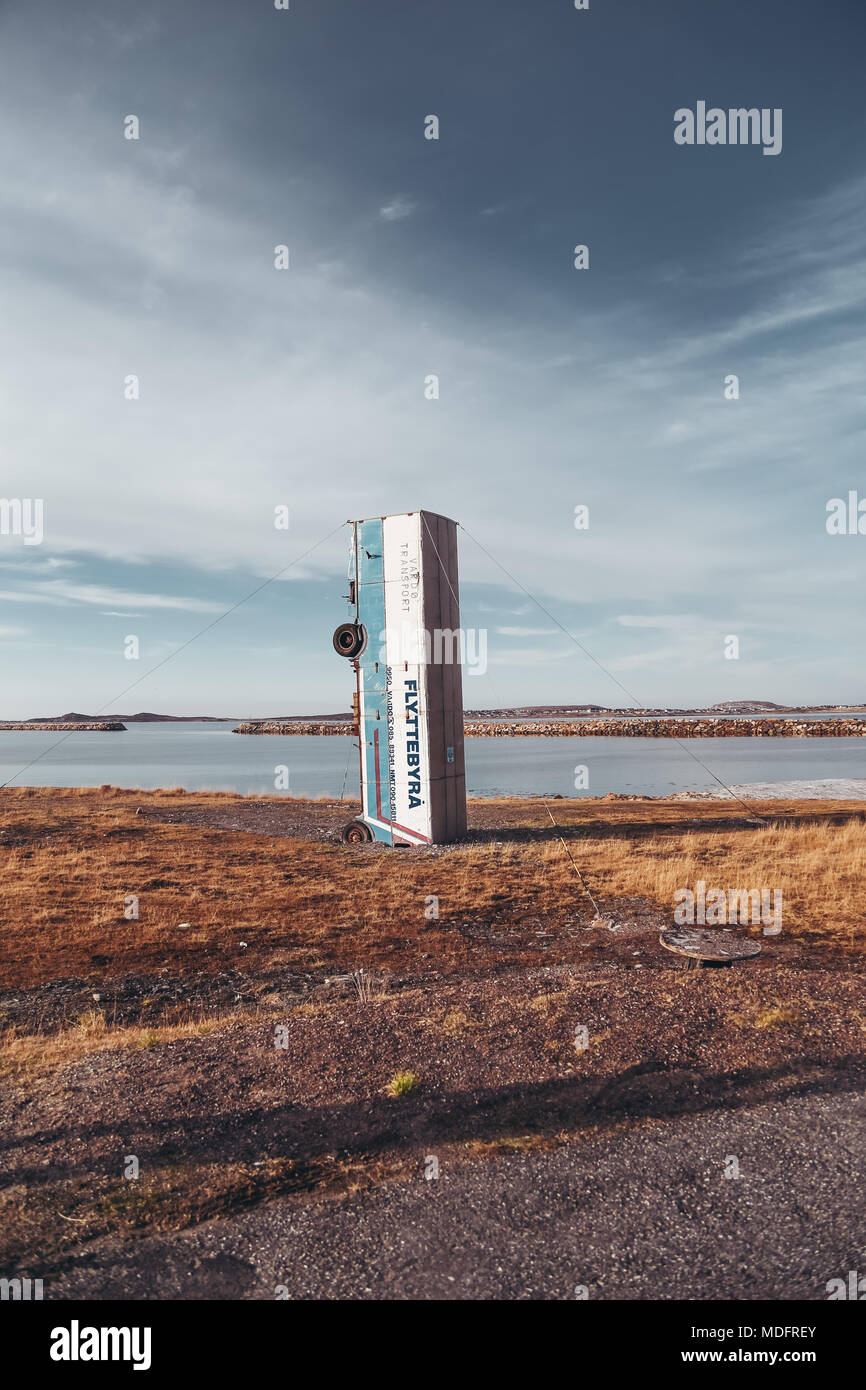 Bus standing at the entrance to the tunnel to Vardo Norway Stock Photo ...