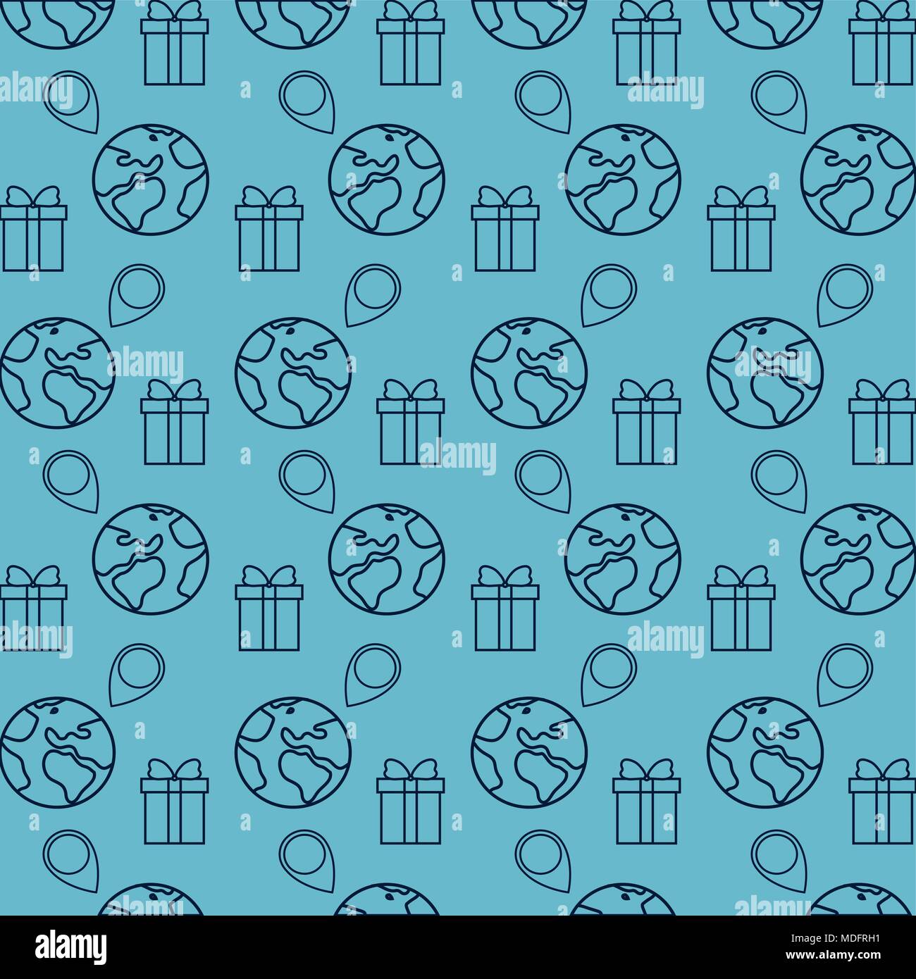 earth planets and gift boxes background, colorful design. vector ...