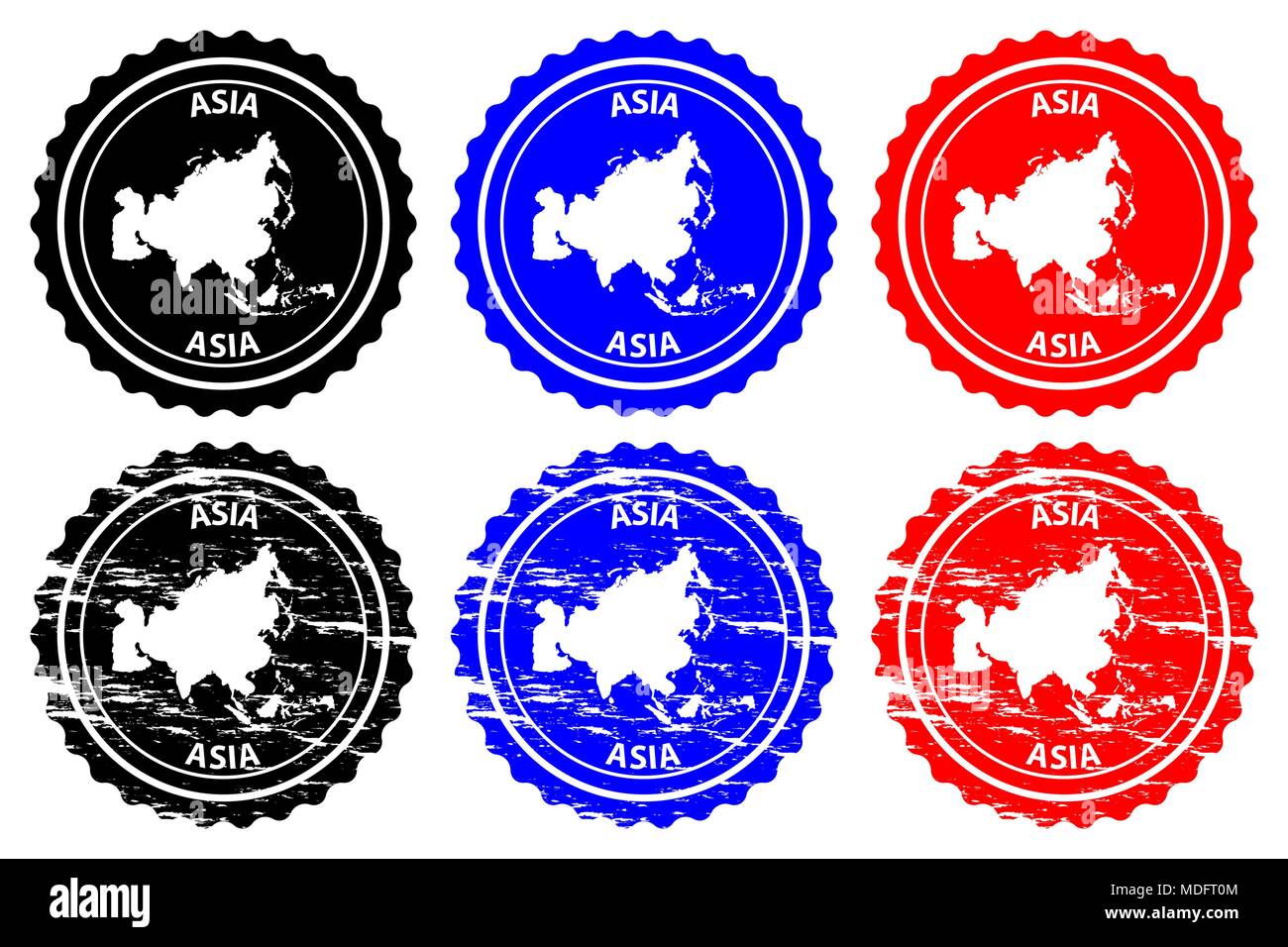 Asia - rubber stamp - vector, Asia continent map pattern - sticker ...