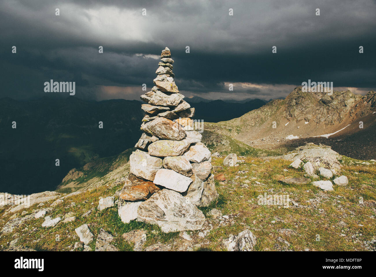 Stack of rocks on a mountain Stock Photo - Alamy