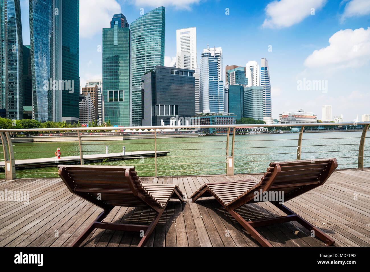City skyline and bayfront walk, Singapore Stock Photo - Alamy