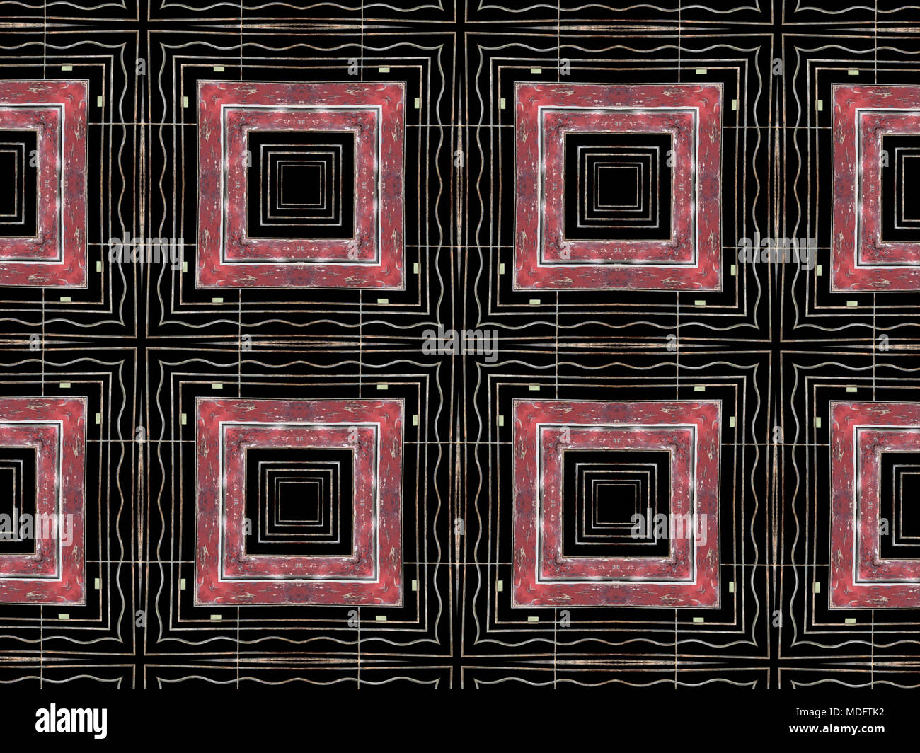 Red squares and geometric shapes pattern. Abstract background ...