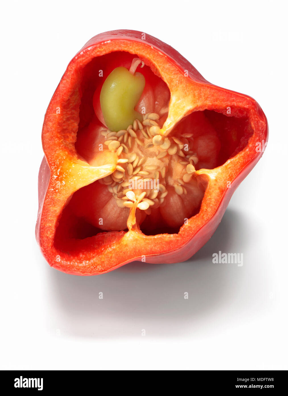 Red bell pepper with family inside, isolated on white background Stock ...