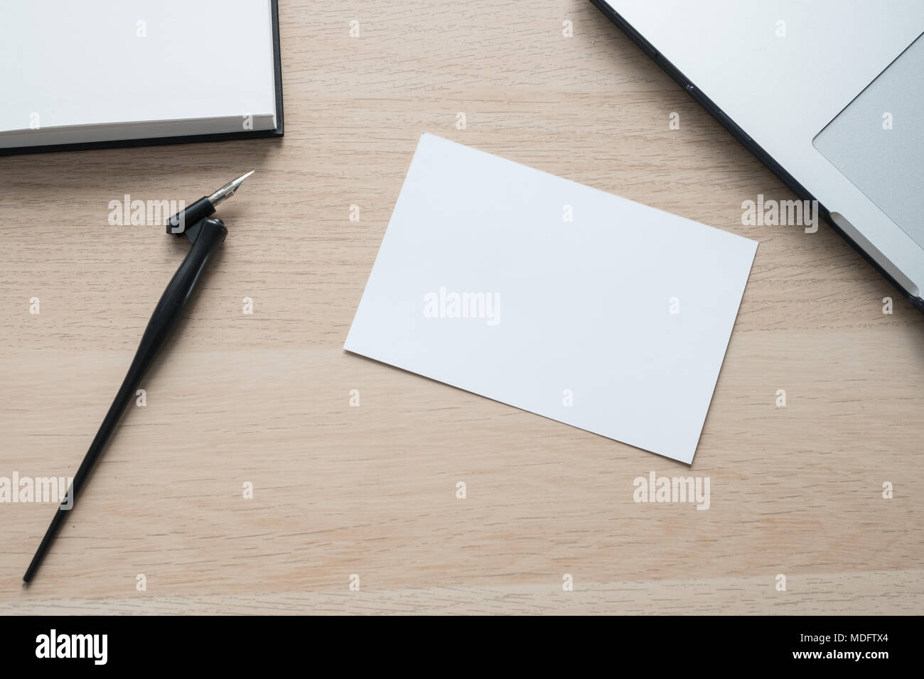 Wooden office table computer notepad hi-res stock photography and ...